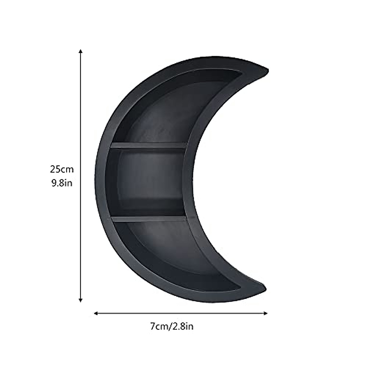 Takefuns Wooden Moon Shelf, Moon Shaped Floating Shelves for Crystal, Stone Storage Shelf Display Rack, Wall Mounted Display Shelf for Living Room Bedroom Bathroom