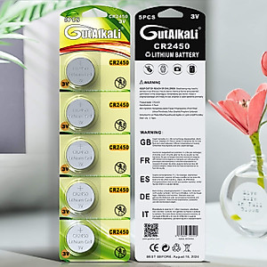 GutAlkaLi CR2450 3V Lithium Batteries - 40 Pack of High-Performance, Long-Lasting Coin Cell Batteries