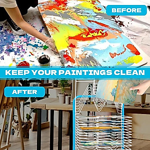 Yeeoy 25 Shelf Art Drying Rack for Art Studios & Classrooms, Mobile Metal Paint Drying Rack with Wheels, Art Storage Rack Art Canvas Organizer for Kids, White