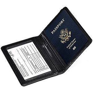 HerriaT Passport Holder Cover Case RFID Blocking Travel Wallet Card Case for Women Man(Black)