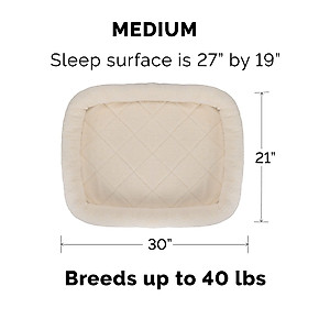 Furhaven Dog Bed for Medium/Small Dogs & Indoor Cats, 100% Washable, Sized to Fit Crates - Sherpa Fleece Bolster Crate Pad - Cream, Medium