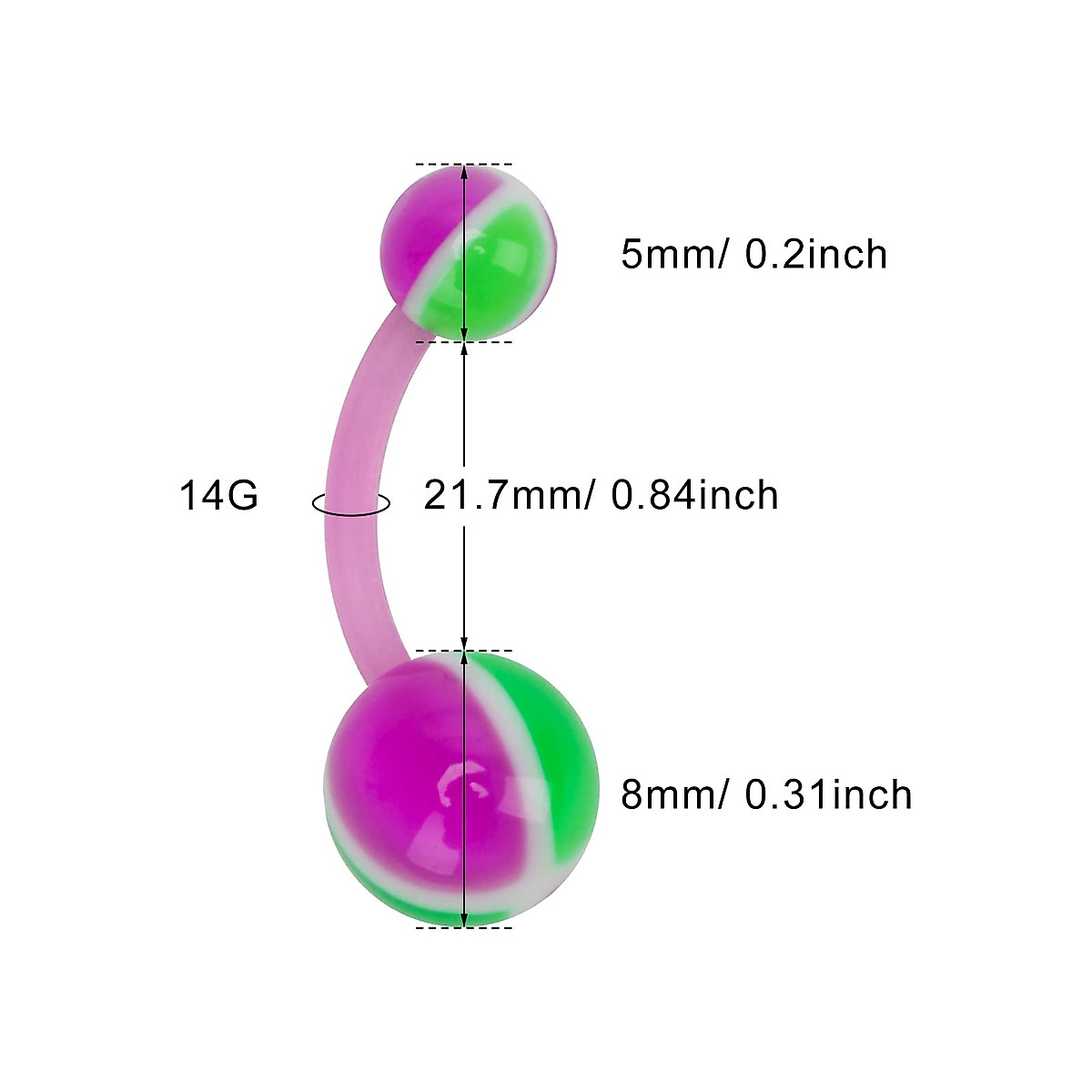 CrazyPiercing Assorted Lot of 100PCS Banana Piercing 14G Belly Button Rings Piercing Jewelry