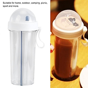 MAVIS LAVEN 600ml Plastic Water Bottle, Innovative Dual Use Water Bottle Straw Water Cup for Home Outdoor Camping Sport (white)