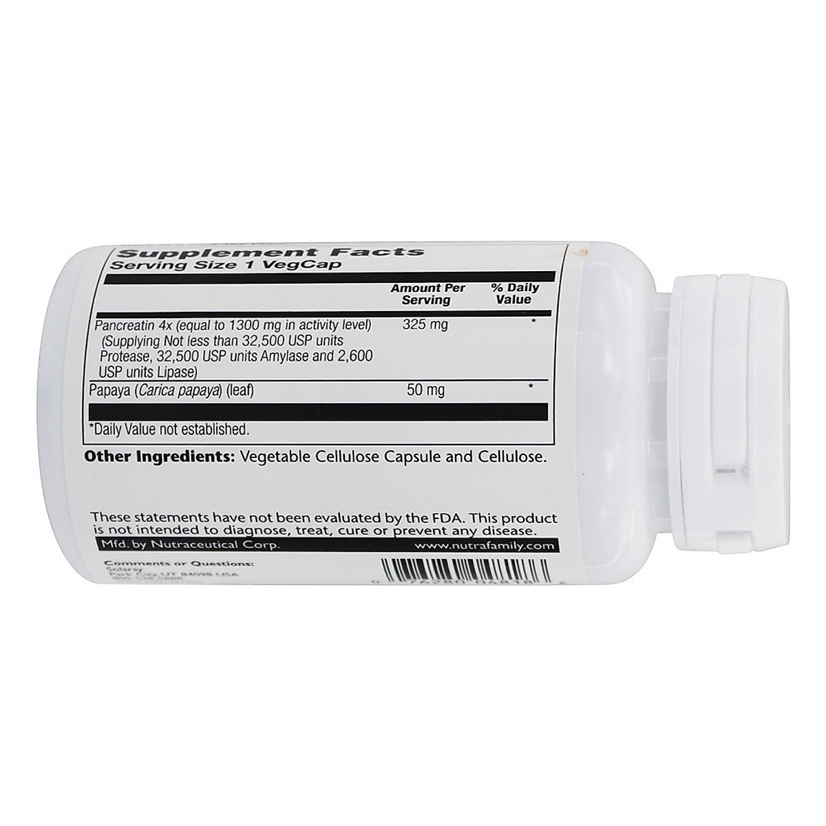Solaray Pancreatin 1300 | Pancreatic Digestive Enzymes Plus Papaya for Healthy Digestion Support | 90 VegCaps, 90 Serv.