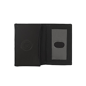 Leatherboss Genuine Leather Business Card Holder | Expandable Pocket, Credit Card & ID Slots | Stylish & Compact | Black