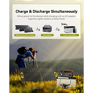 CTECHi Portable Power Station 300W, 299Wh LiFePO4 Power Station, Solar Powered Generator for Camping, Battery Backup Power Supply for Home Emergency Use, Outdoor, CPAP, Trip and Fishing