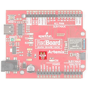 SparkFun RedBoard Artemis Machine Learning Development Board Includes BLE One megabyte of Flash USB-C connector Qwiic I2C MEMS microphone Compatible with Arduino IDE Run TenserFlow models R3 footprint