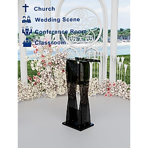 HODLBIT Upgraded Acrylic Podium Stand, Pulpits for Churches, 47.5inch Modern Lecterns & Podiums with Storage Shelf for Classroom, Weddings, Professional Presentation Podiums, Easy Assembly