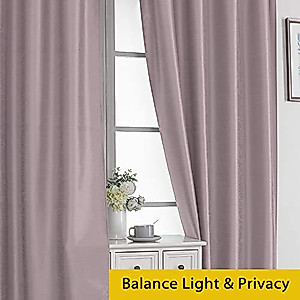 Chyhomenyc Uptown Faux Silk Living Room Window Curtains, 2 Panels Solid Slub Texture Rose Quartz Curtains 84 Inches Long, Luxury Classic Room Darkening Rod Pocket Bedroom Curtains & Drapes, 42"Wx84"L