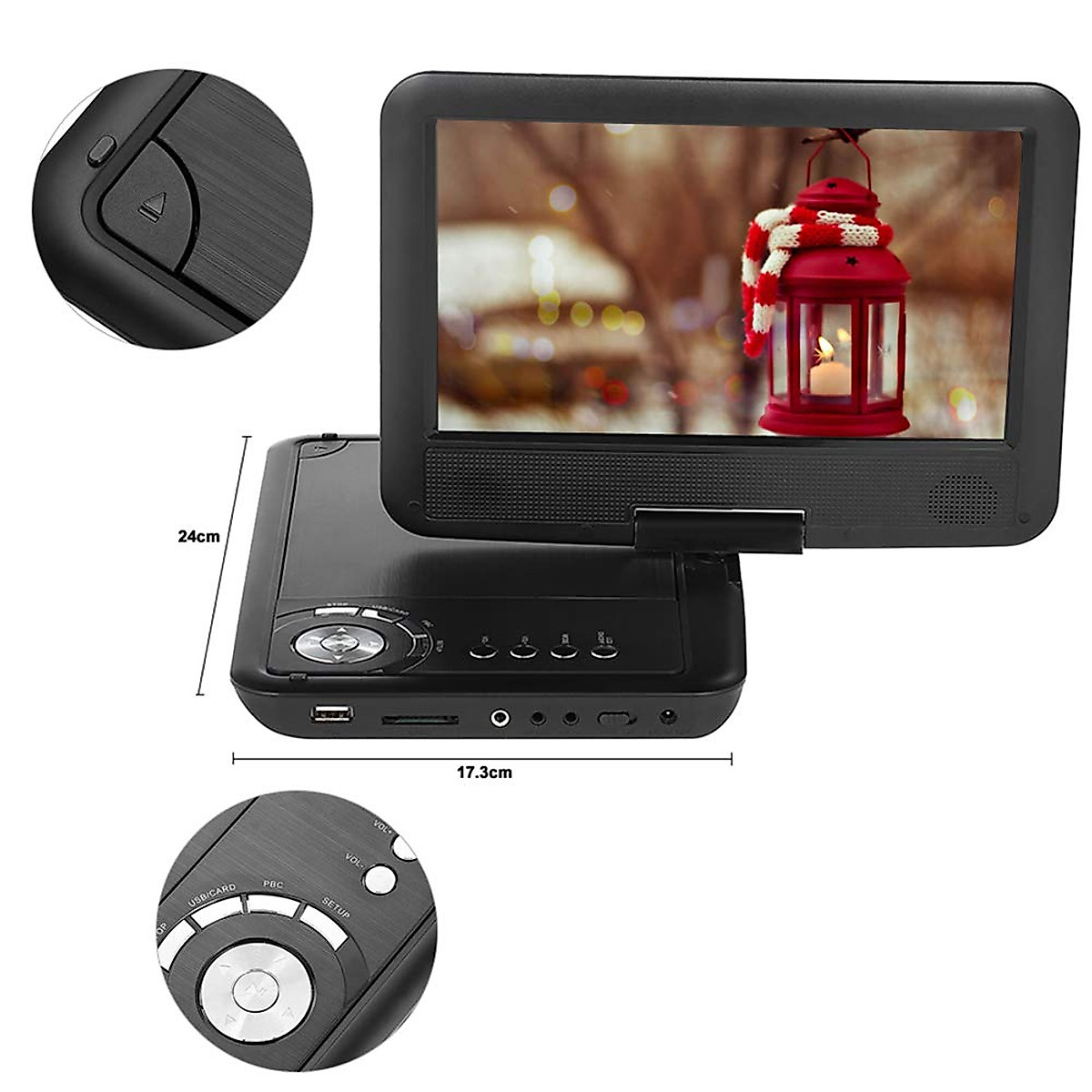 LSJZZ Portable DVD Player, 9.5 Inch HD TV Home Car DVD Player Swivel Screen Digital Multimedia Player for U Drive/AV in and Out/Gamepad