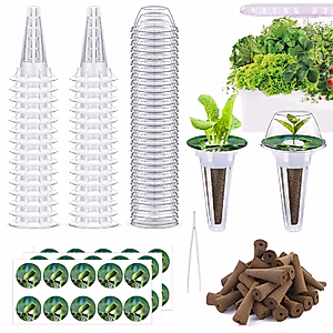 cmoealh 121 Pcs Seed Pod Kit for AeroGarden,Growing System Sponges Grow Anything Hydroponics Supplies Rapid Rooter,with 30 Grow Sponges,30 Grow Baskets,30 Pod Labels,30 Grow Domes,1 Tweezers