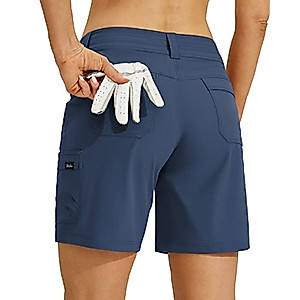 Willit Women's Golf Hiking Shorts Cargo Quick Dry Athletic Shorts Casual Summer Shorts with Pockets 7" Navy Blue 6