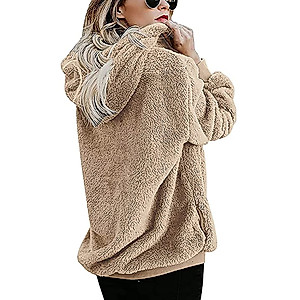 NEYOUQE womens long sleeve plus size winter cute blouses dressy casual for women oversized brown long sleeve sweater womens plain fitted v neck brown tan maroon crewneck sweatshirt women khaki L