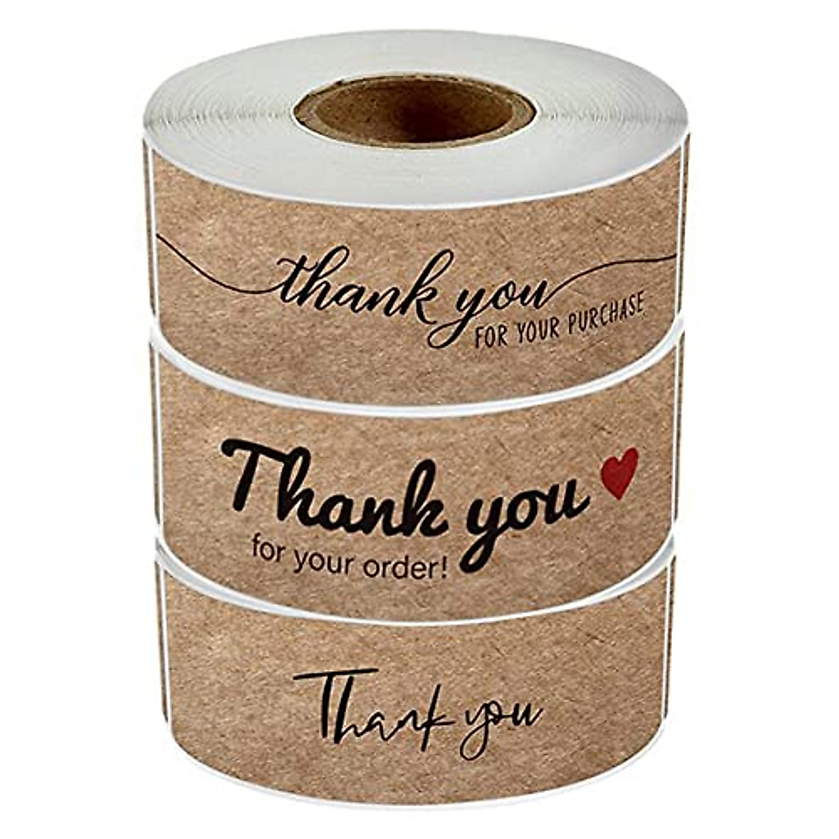 Thank You Rectangular Sticker Roll, Kraft Paper Thank You Label Stickers, 360 Pcs 3 x 1 inch Unique Designed Labels for Envelope Packaging Bags and Handmade Products by HubHnb