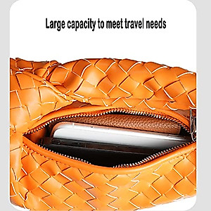 Women Shoulder Bags, Cute Hobo Tote Handbag Mini Clutch Purse Leather Woven HandBag Dumpling Shoulder Bag with Zipper Closure