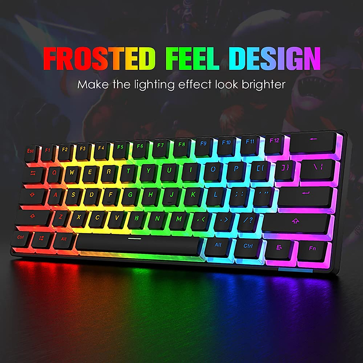 MANBASNAKE Pudding Keycaps Double Shot PBT Keycap Set with Translucent Layer,for 104 87 61 Keys RGB Backlit Mechanical Keyboards,OEM Profile,US Layout-Black