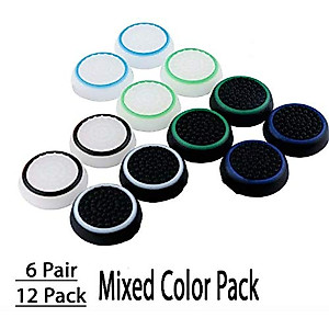 6 Pairs 12 Pcs Silicone Cap Joystick Thumb Grip Protect Cover for Ps3 Ps4 Xbox 360 Xbox One Wii U Game Controllers