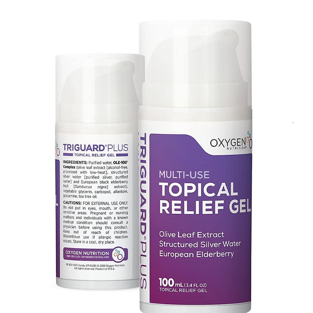 TriGuard Plus Colloidal Silver Topical Recovery Gel by Oxygen Nutrition | Natural Structured Silver Water & European Elderberry 3.4oz / 100ml