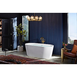 KOHLER T97328-4-2MB Purist Floor-Mount Bath Filler Trim with Handshower, Single Lever Handle Bathtub Faucet, 1.75 GPM Handshower, Vibrant Brushed Moderne Brass