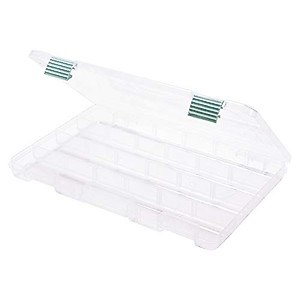 Medium Thin Utility Organizer with Adjustable Dividers | Transparent Organization Box For Small Parts, Batteries, & Jewelry Storage