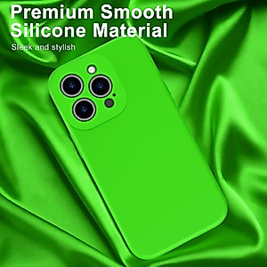 DorisMax for iPhone 14 Pro Max Case with Screen Protector - Upgraded Camera Lens Protector - Soft Full Coverage Liquid Silicone Cover - Scratch-Proof Protective Phone Case 6.7" - Bright Green