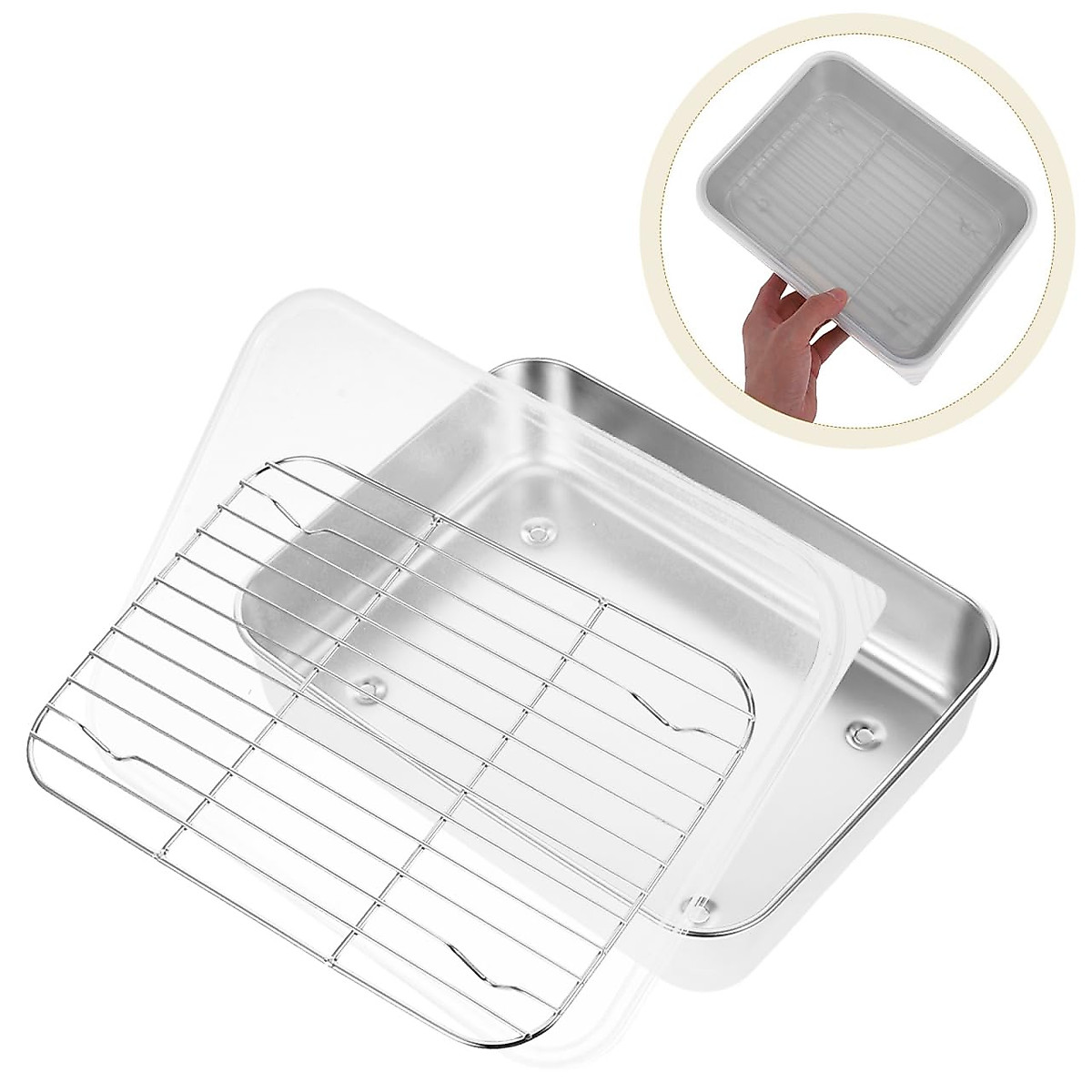 DECHOUS Dumpling Storage Box, Freezer Dumpling Storage Container with Lid Stainless Steel Food Storage for Multipurpose Use Metal Food Container Fridge Dumpling Box