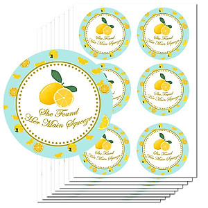 She Found Her Main Squeeze Lemon Bridal Shower Favor Stickers,Lemon Stickers Great for Party Favors, Envelope Seals and Goodie Bags,2 inches 180pcs.