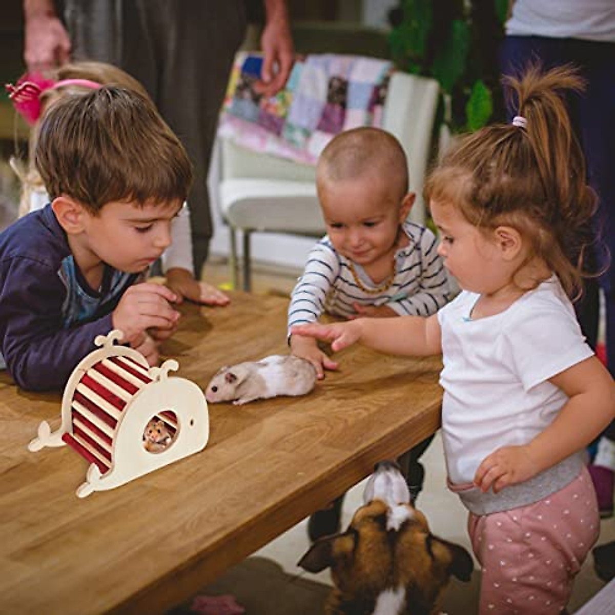 PATKAW Rabbit Toys Tree Hut Wooden Hamster House Whale Shaped Wood Small Animal Hideout Hamster Hut Nesting Habitat for Small Animals Hamsters Guinea Pig Rat Rabbit Toys Tree Hut