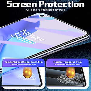 Orzero (2+2) Compatible for OnePlus 9, 2 Pack Tempered Glass Screen Protector + 2 Pack Glass Compound Acrylic Camera Lens Protector Anti-Scratch High Definition