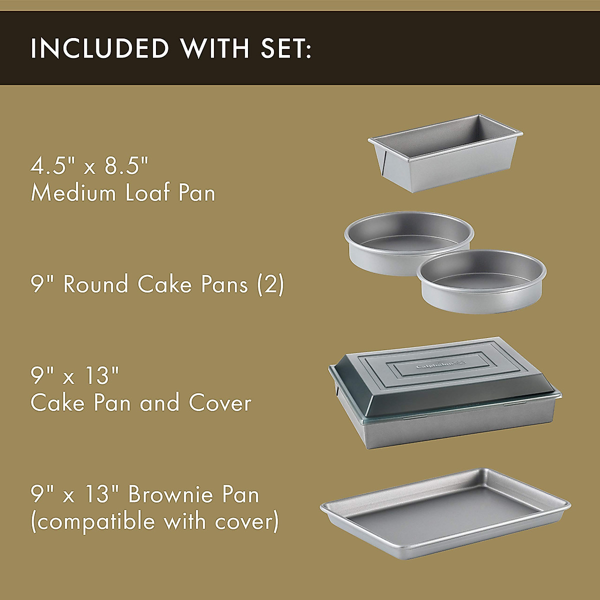 Calphalon Nonstick Bakeware Set, 10-Piece Set Includes Baking Sheet, Cookie Sheet, Cake Pans, Muffin Pan, and More, Dishwasher Safe, Silver