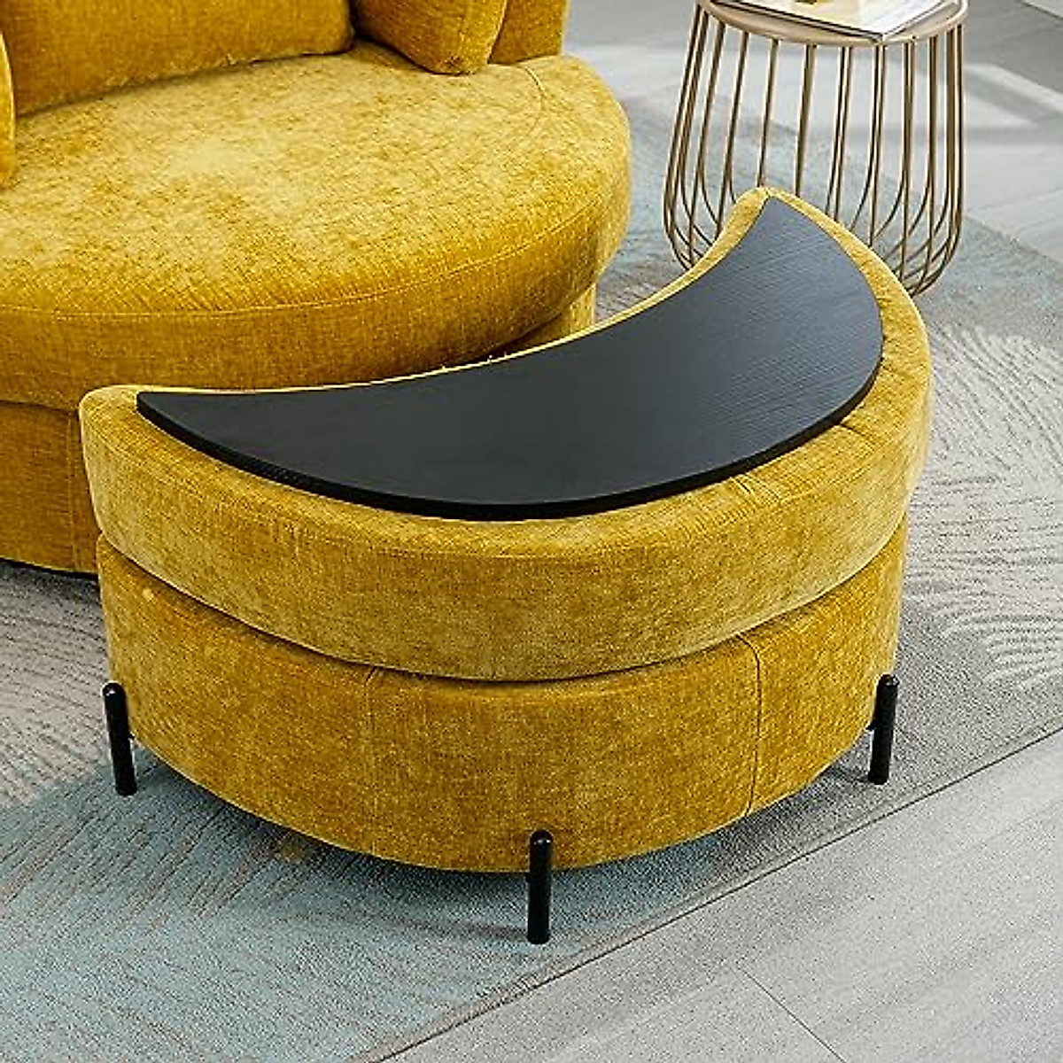 Oversized Swivel Accent Barrel Chair with Storage Bench Large Ottoman+4 Pillows,Comfy Upholstered 360 Recliner Sofa Club Chaise Leisure Round Loveseat Lounge Armchair for Living Room/Hotel/Nursery