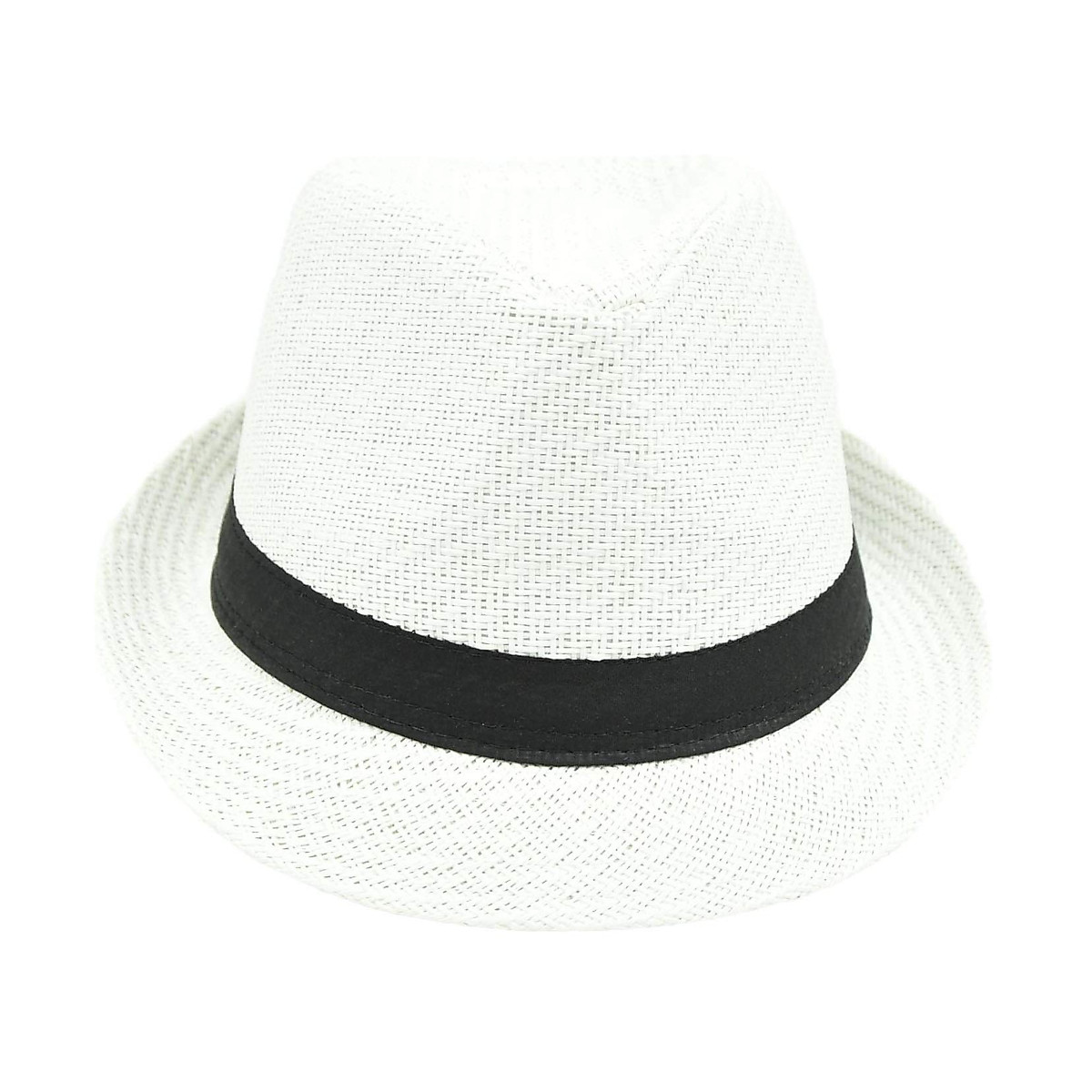 NAVISIMA 1920s Panama Style Fedora Hats for Kids Teeangers Men and Women - Sun Fedora Hat with Band - Trilby Summer Beach Hat - White (Medium)