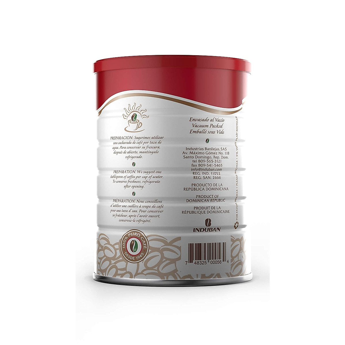 Santo Domingo Coffee, Medium Roast, 10 oz Can, Ground Coffee - Product from the Dominican Republic