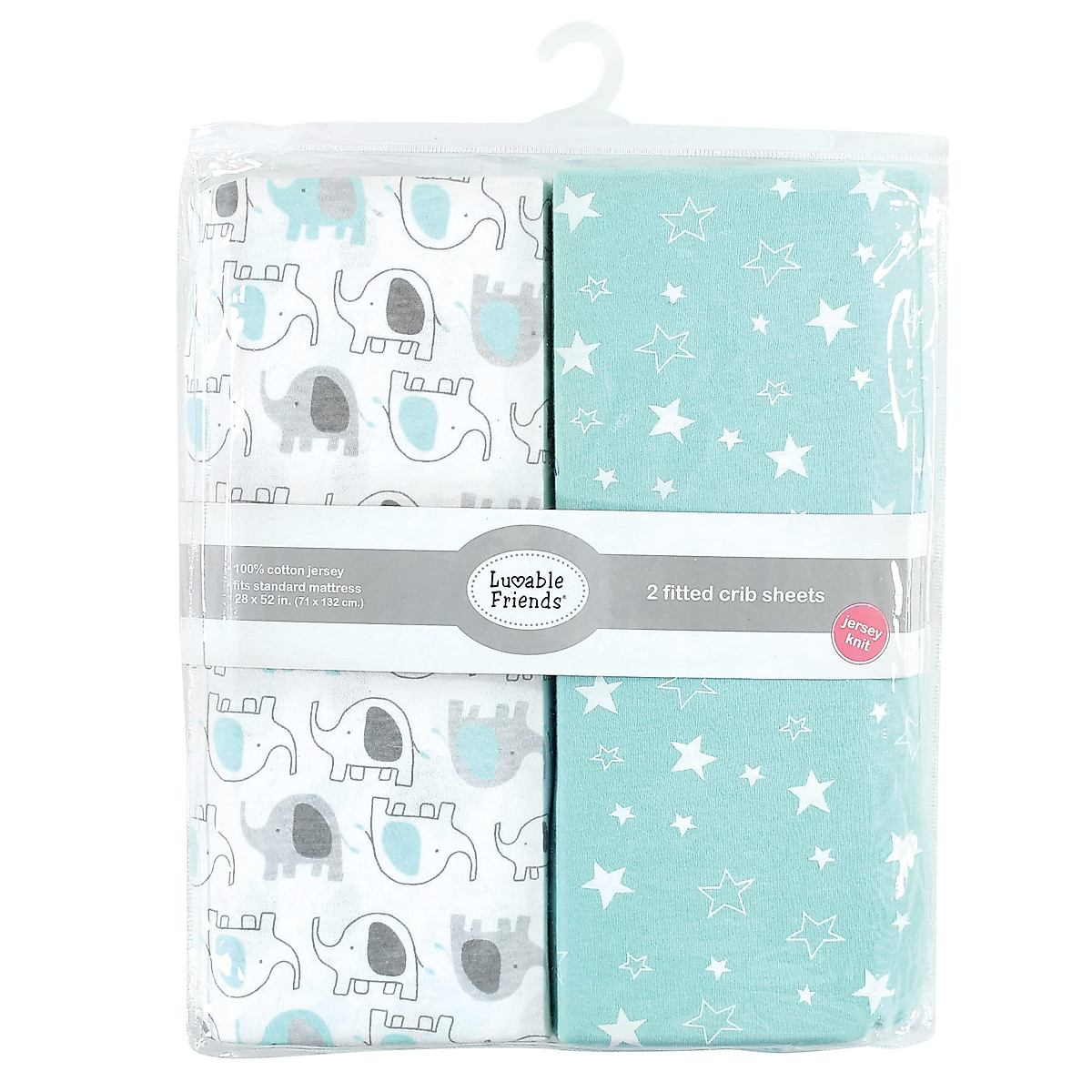 Luvable Friends Unisex Baby Fitted Crib Sheet, Boy Basic Elephant, One Size