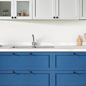 Ravinte 5 Pack Cabinet Knobs Black Kitchen Cabinet Knobs Round Dresser Drawer Knobs Matte Black Drawer Pulls Closet Door Knobs 1-1/5 Inch, OCNYN8HS5