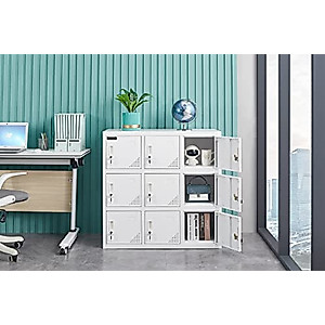 MAYROY Metal Locker Office Storage Locker Home Steel Locker School Storage Organizer, Storage Cabinet for Kids Students Employee (W9D) (Full White)