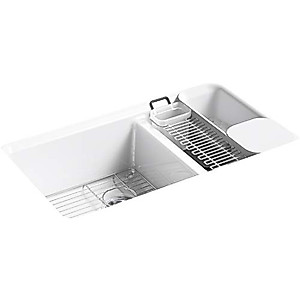 Kohler K-8669-5UA3-0 Riverby Kitchen Sinks, Large, White