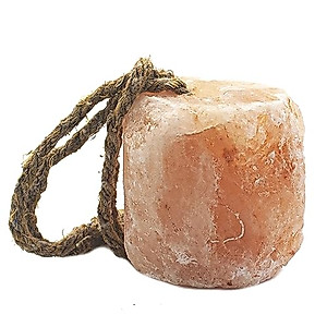 MUYG Himalayan Salt Lick Natural Minerals Block on Rope for Horses,Cattles,Deer,Goat and Other Livestock Long Lasting Original Pink Salt Lick (2.4-3.3 lbs)