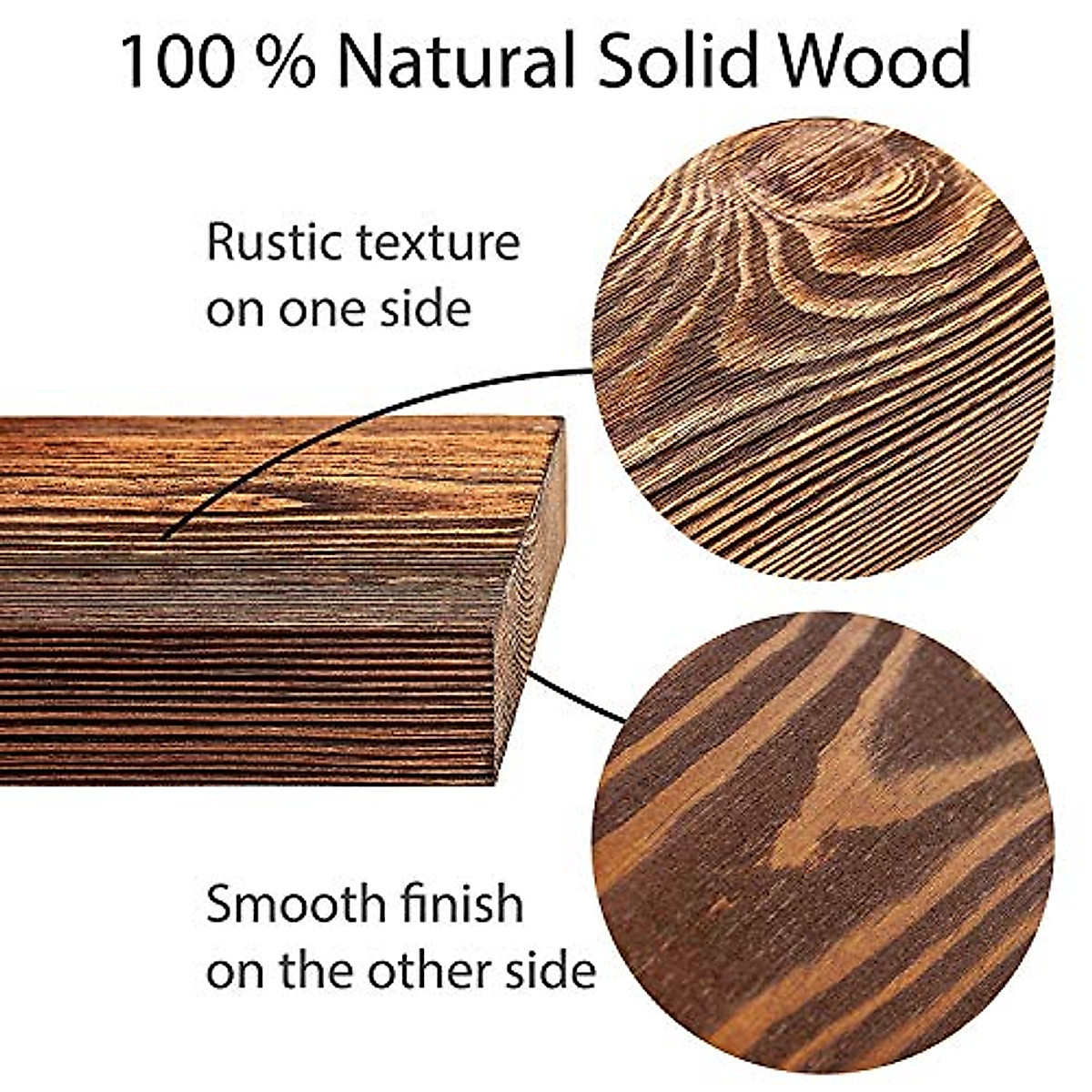 Floating Shelves Wood Floating Shelves Set - New England Handcrafted Rustic Pine Kitchen Office Bedroom Wall Mounted Smooth Finish Organizers 2 Pack (1.5'' x 7.5'' x 24'' & 36”) (Espresso, 36'')