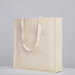 Canvas Tote Bags - 14"W x 15"H x 4"D - Pack of 3, 12, or 24 - Wholesale Bulk Blank Cotton Totes (24 Bags)