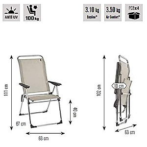Lafuma Alu Cham Folding Armchair (Ocean Blue, Set of 4) Foldable Deck and Patio Chairs