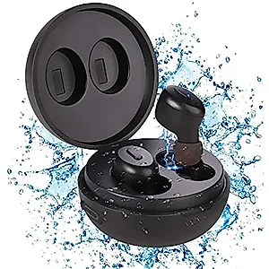 IP68 Waterproof Earbuds for Swimming Shower Bath Driving Sauna, Bluetooth 5.0 Wireless Earbuds with Wireless Charging Case, Premium Deep Bass Earphones in Ear Headset Built-in Mic for Sport/Gym