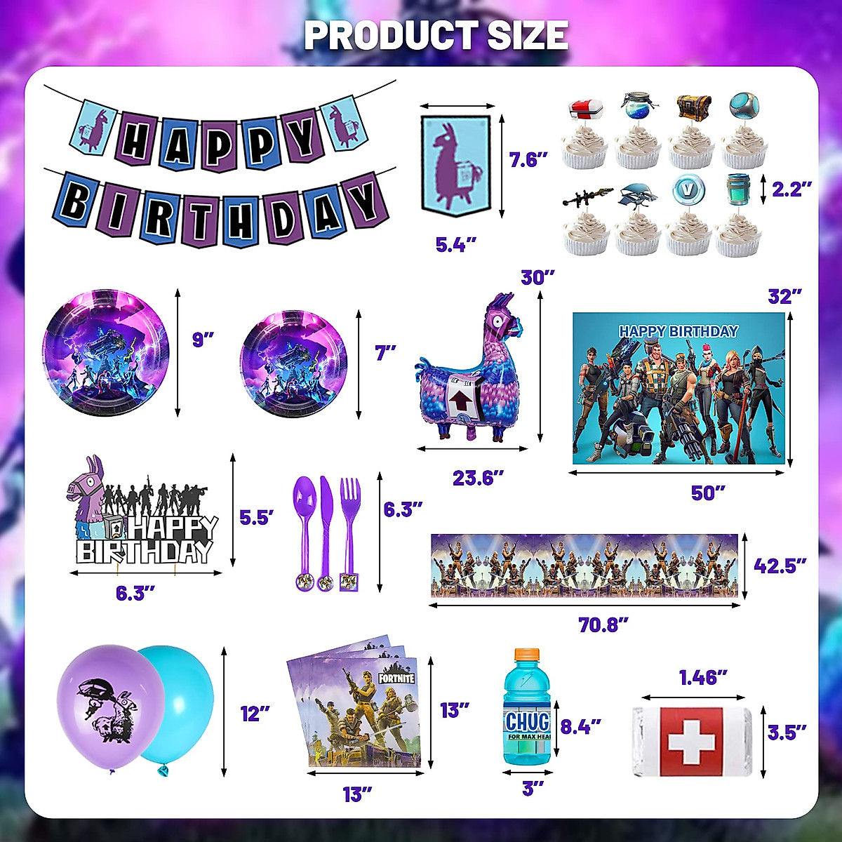 Video Game Party Supplies, Party Decorations for Boys Include Birthday Banner, Balloons, Backdrop, Tableware, Napkins, Foil Balloon, Chocolate Stickers and Bottle Labels