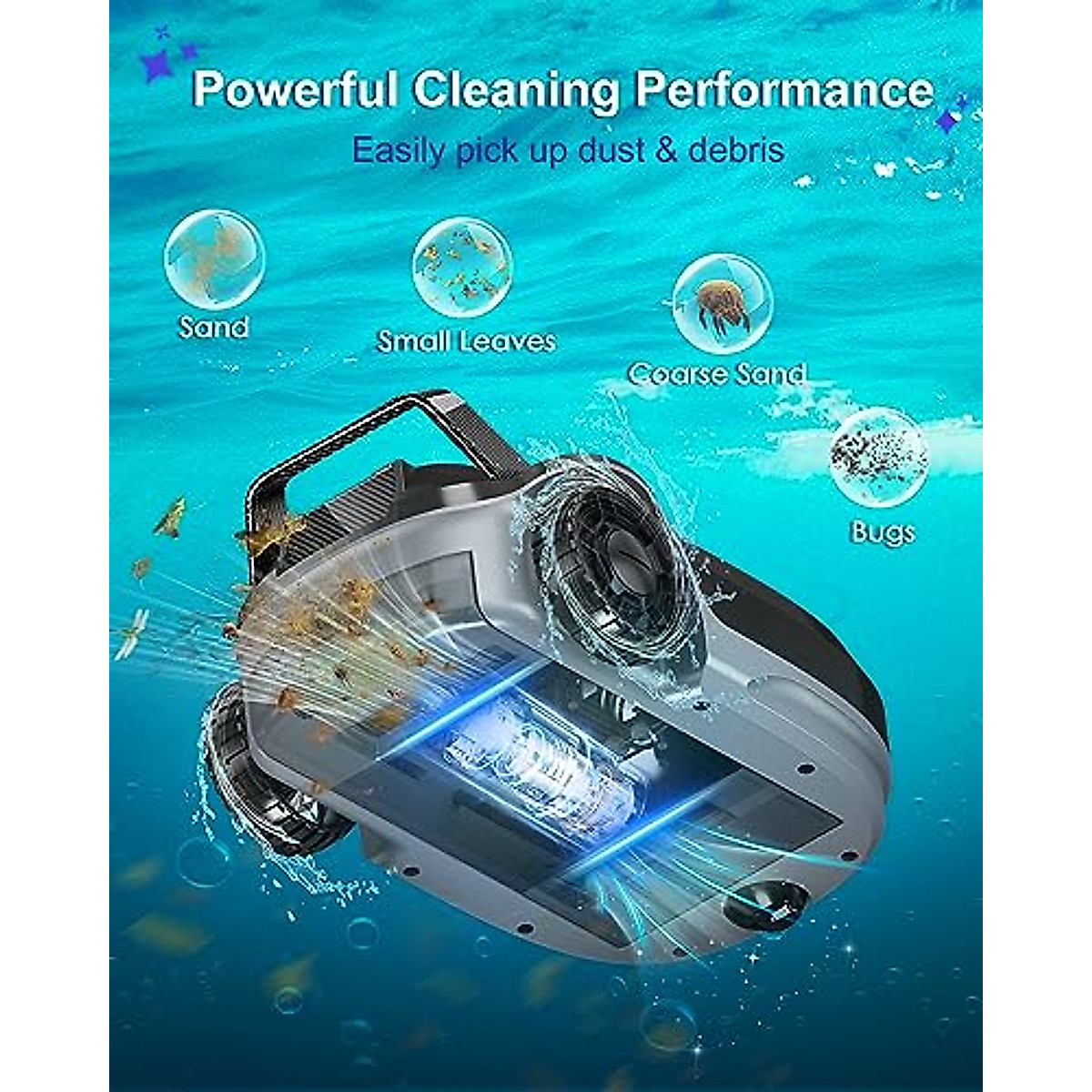 DANKARI Cordless Pool Robot Vacuum, Rechargeable Robotic Pool Cleaner for Above Ground & In-Ground Swimming Flat Pools