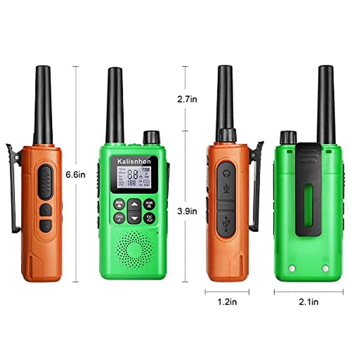 Kalisnhon Walkie Talkies Long Range with Call Alert NOAA Dual Watch Flashlight LCD Display VOX 22 Channels, Walkie Talkies for Adults with Charging Dock and Earpieces Li-ion Battery（2 Pack）