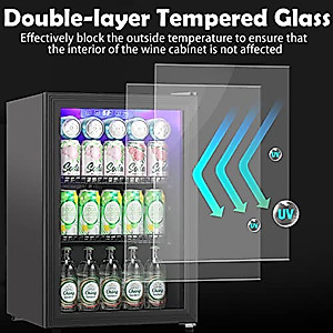 COWSAR Mini Fridge 2.4 Cu.Ft Beverage Refrigerator Small Wine Fridge 17 inch Wine Cooler Wine and Beer Fridge with Glass Door for Office Bedroom