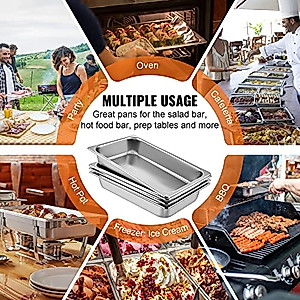 Mophorn 4 Pack Hotel Pan 3.7" Deep Steam Table Pan Full Size with Lid 20.8" L x 13" W Hotel Pan 22 Gauge Stainless Steel Anti Jam Steam Table Pan