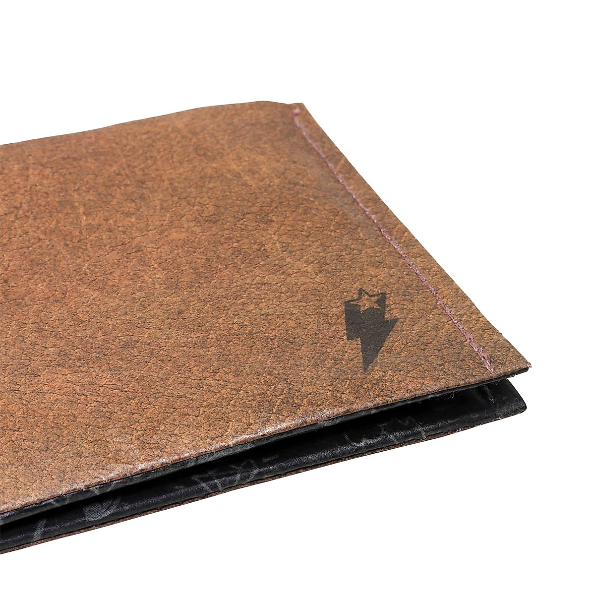 SUPERVEK Brown Vegan Leather Stitched Tyvek Paper Mighty Wallet - Thin Minimal Tear Slim Wallet for men, Mens Credit Card Holder Wallet Gifts for Him - Minimalist Bifold Wallets for Men - RFID