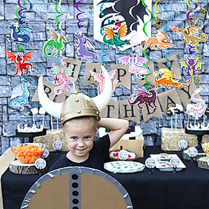 Dragon Hanging Swirls Decorations 30Pack Magical Party Supplies Decorations Ceiling Decorations for kids Boys Children’s Party Decor