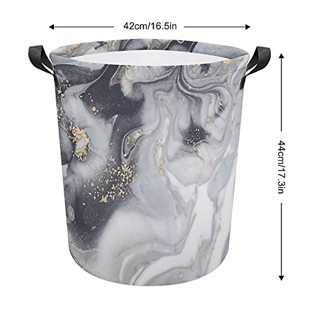 Laundry Hamper Basket Grey Marble Laundry Bag Stylish Collapsible Oxford Cloth Home Storage Bin with Handles
